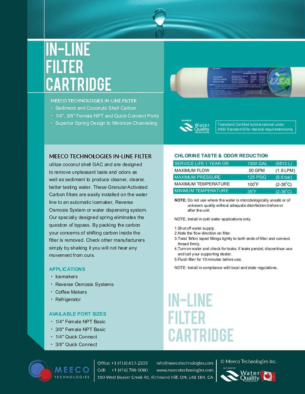 PO Filter | Post Carbon Inline Filter | MEECO Technologies Inc.